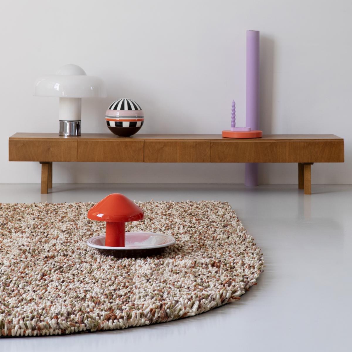 Alfombra Shaggy 170x240 rectángulo tejido de lana color crema y marrón ...