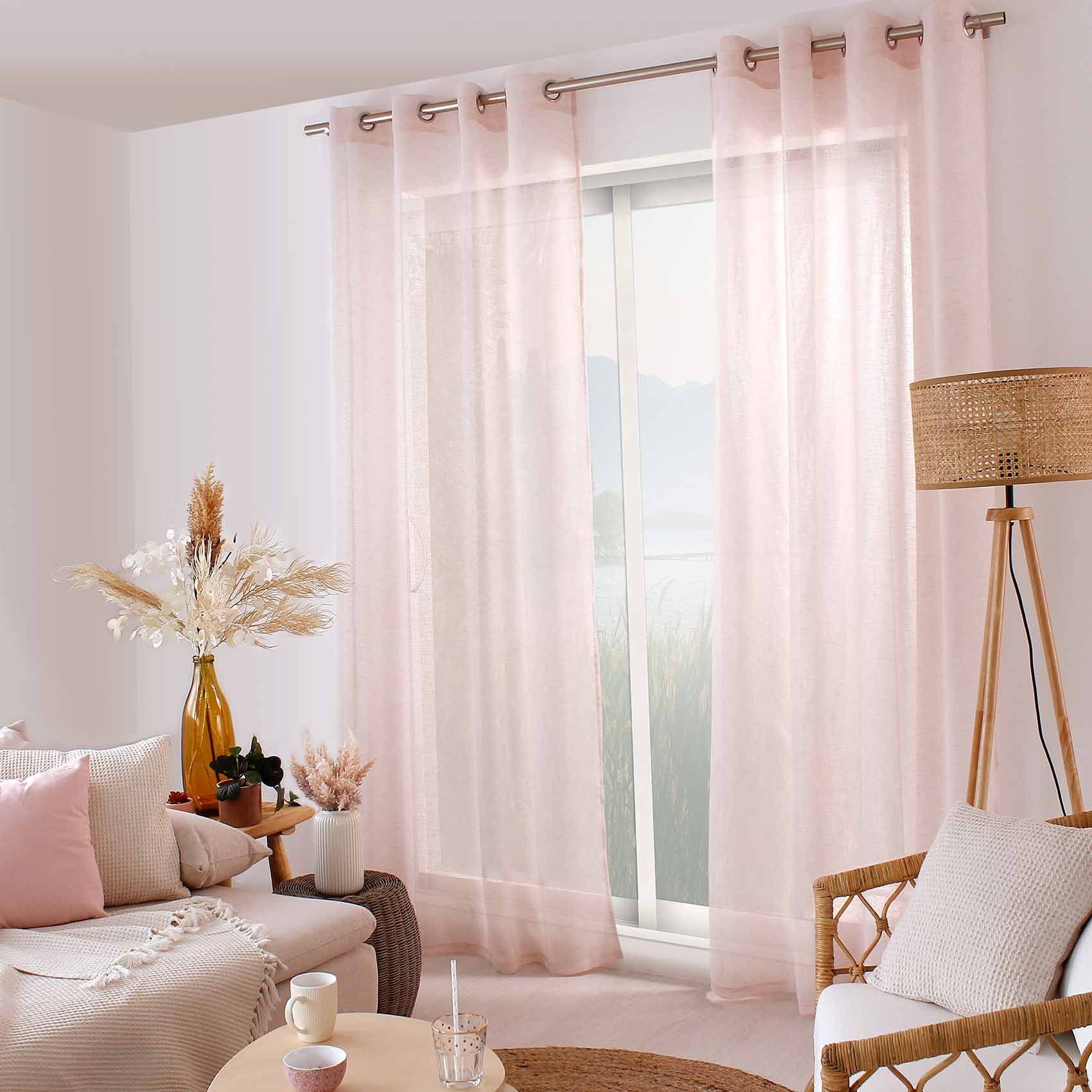 Voilage tamisant à l'aspect lin - Vieux rose - 140x240 cm - Polyester ...