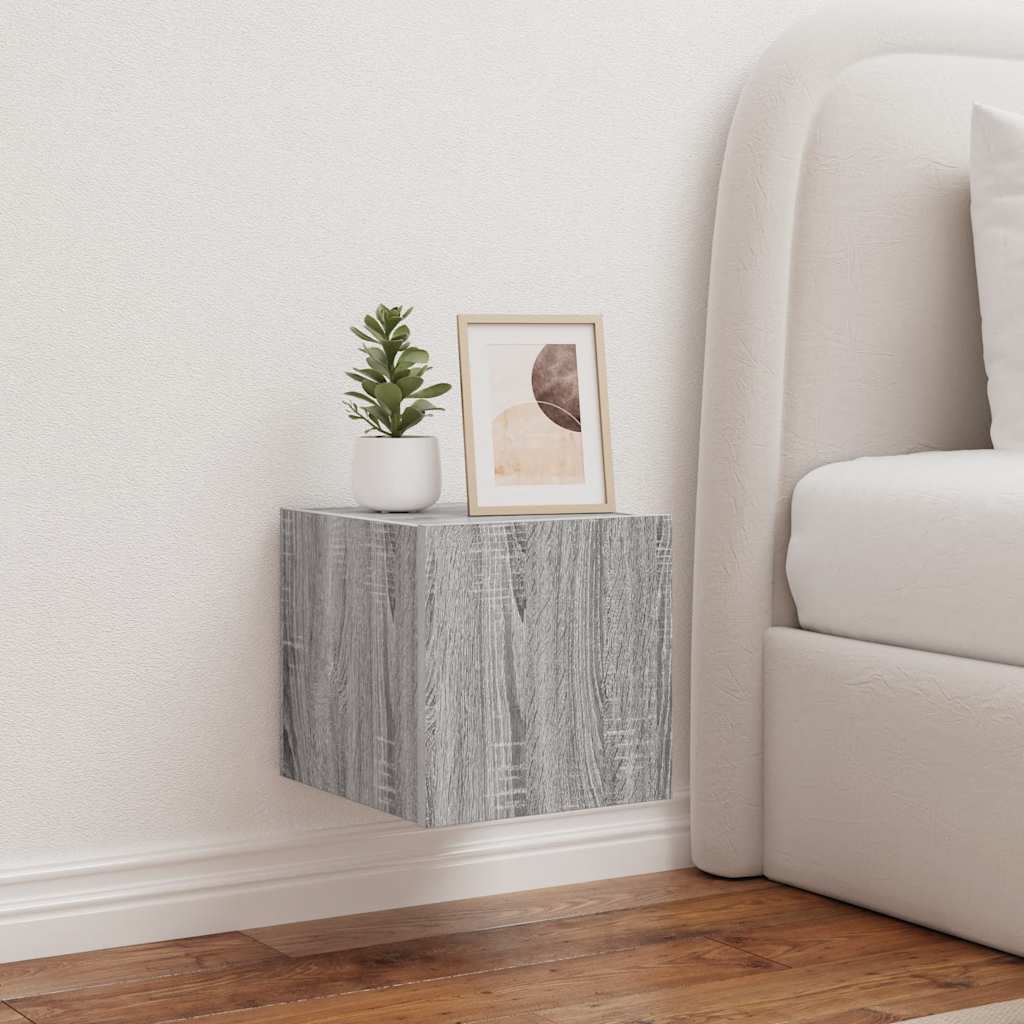 Mueble de TV de pared con luces LED gris Sonoma, 30,5x35x30 cm | Leroy ...