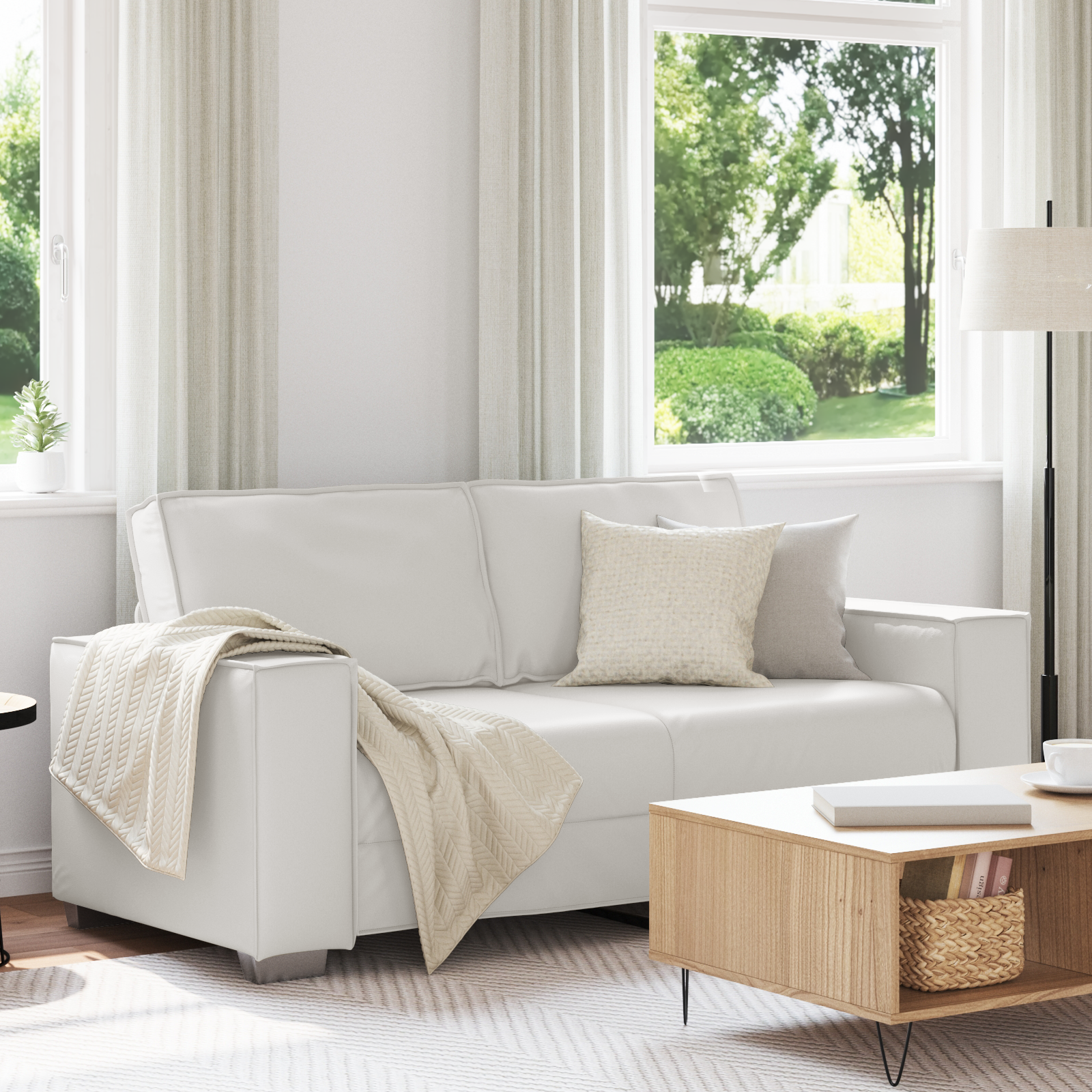 Canapé | Sofa pour Salon loveseat blanc 140 cm en simili cuir CFW78456 ...