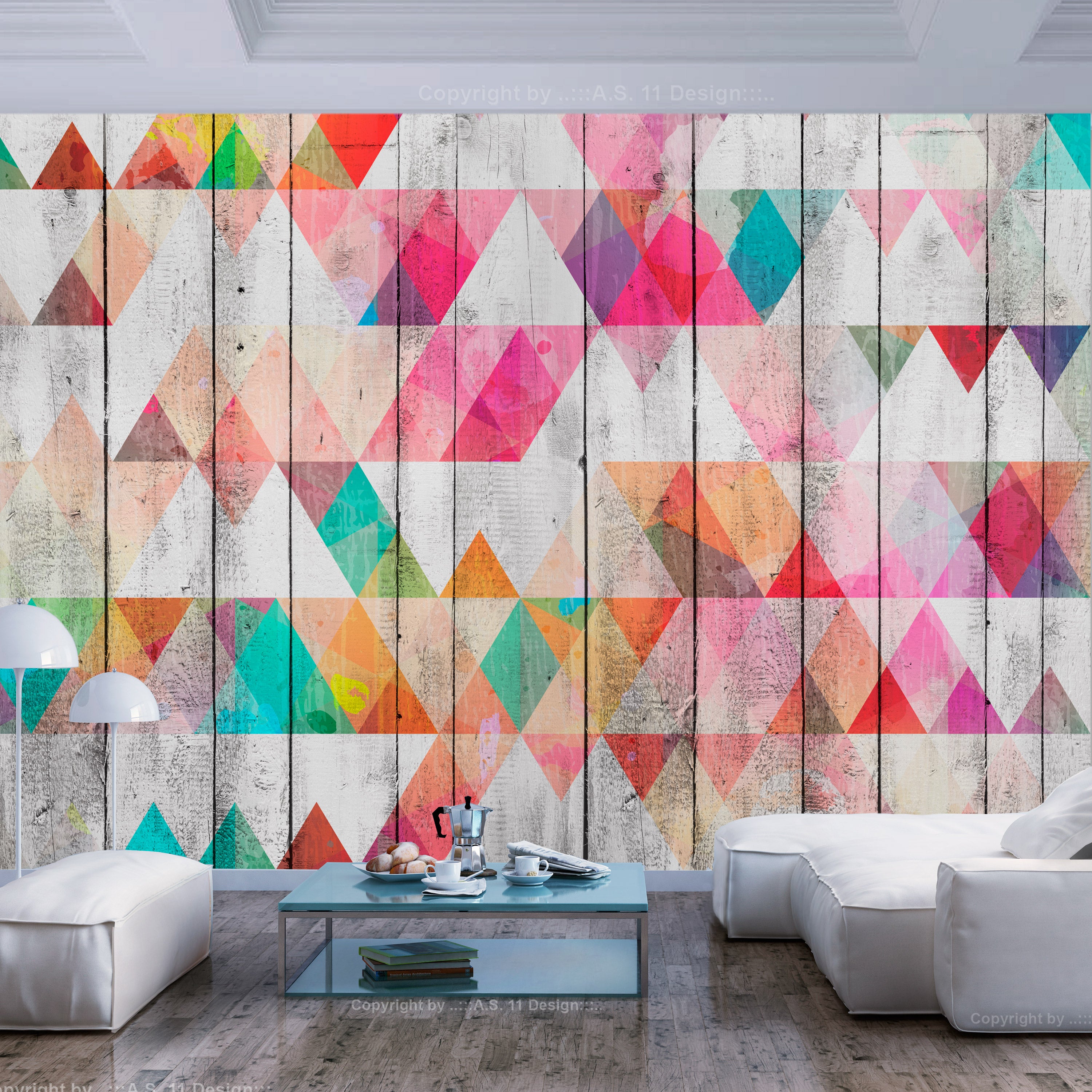 Papier peint intissé panoramique Rainbow Triangles 250x175 cm | Leroy ...