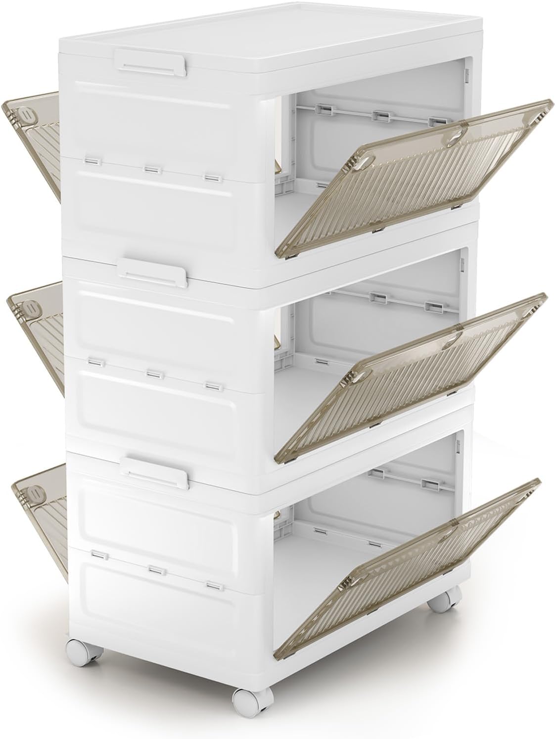 COSTWAY Boîte Rangement Plastique 126 L, 3 Caisses de Rangement ...