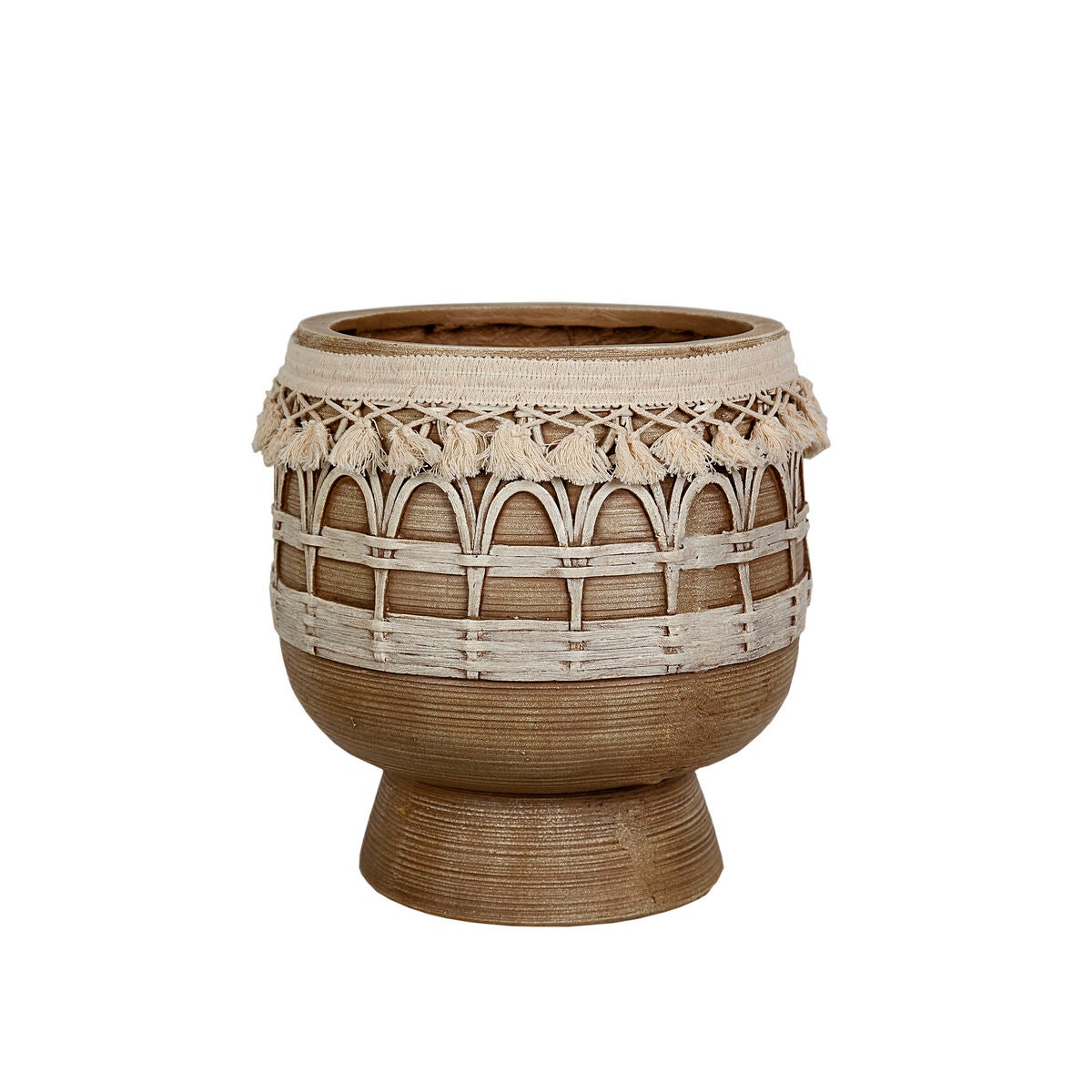 Macetero Romimex Beige Resina Con flecos 29 x 30 x 29 cm | Leroy Merlin