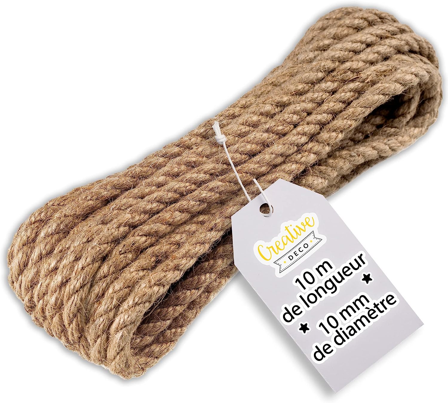 Creative Deco 10m Corde de Jute Epaisseur 10mm | Ficelle Jute | Corde ...