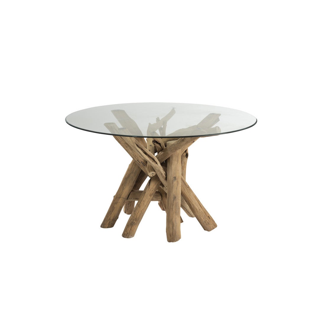 Table de repas ronde en Bois flotté/Verre - COMCIA | Leroy Merlin