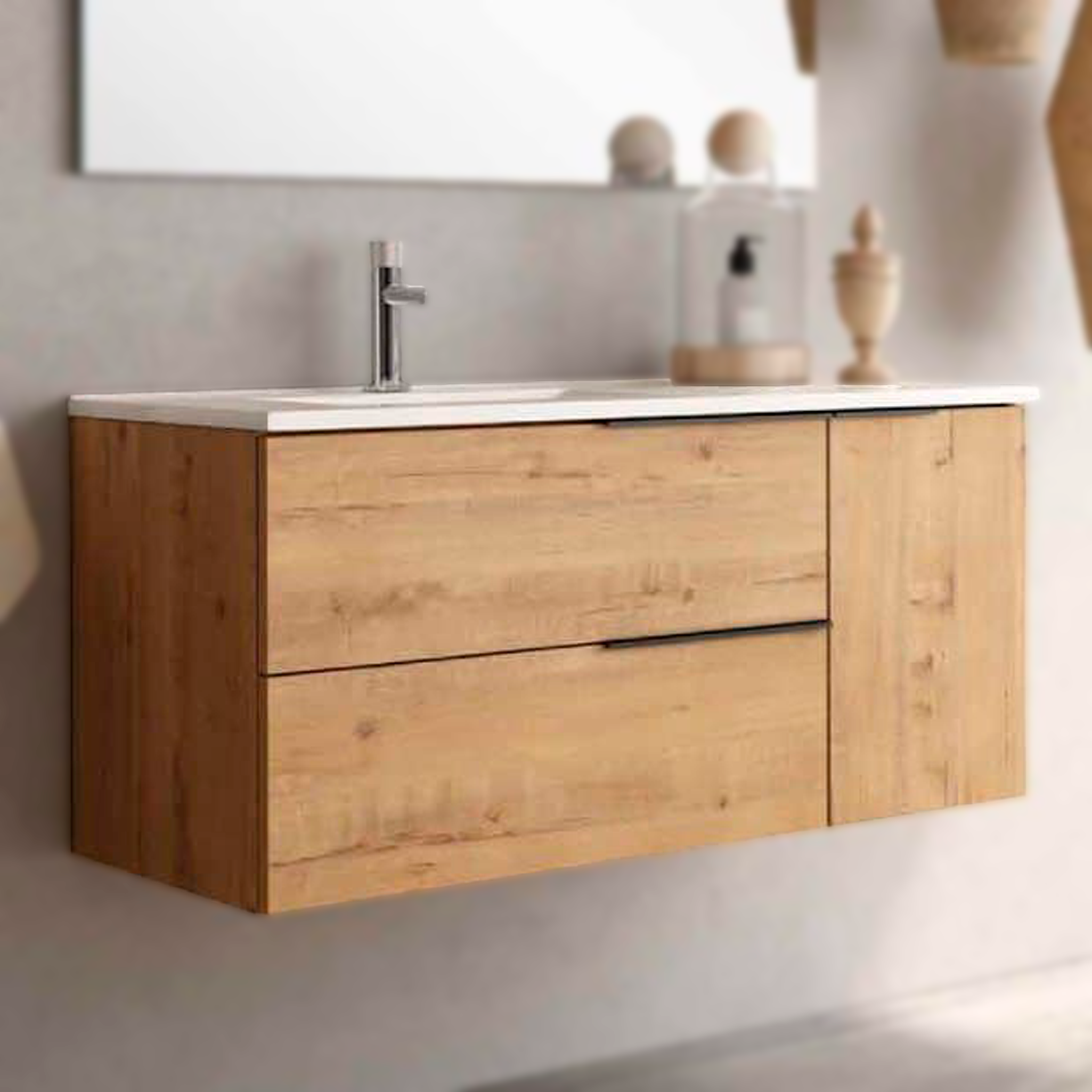 Mueble de Baño Con Lavabo Black Capri, Roble con Preciosa Veta, Ancho ...