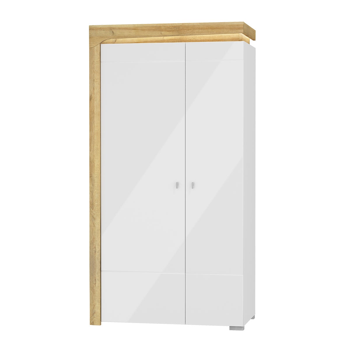 Armoire 2 portes LED inclus Teo Blanc et Bois | Leroy Merlin