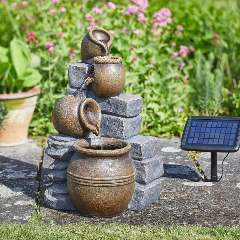 Fontaine solaire Cascade Pots autonome avec batterie | Leroy Merlin