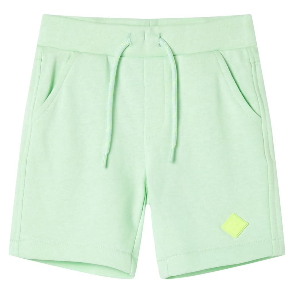 Pantalones cortos infantiles con cordón verde chillón 128 v4831 Unico ...