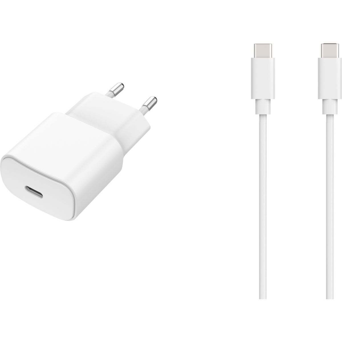 Chargeur secteur ESSENTIELB chargeur 20W + cable USB-C / USB-C blanc ...