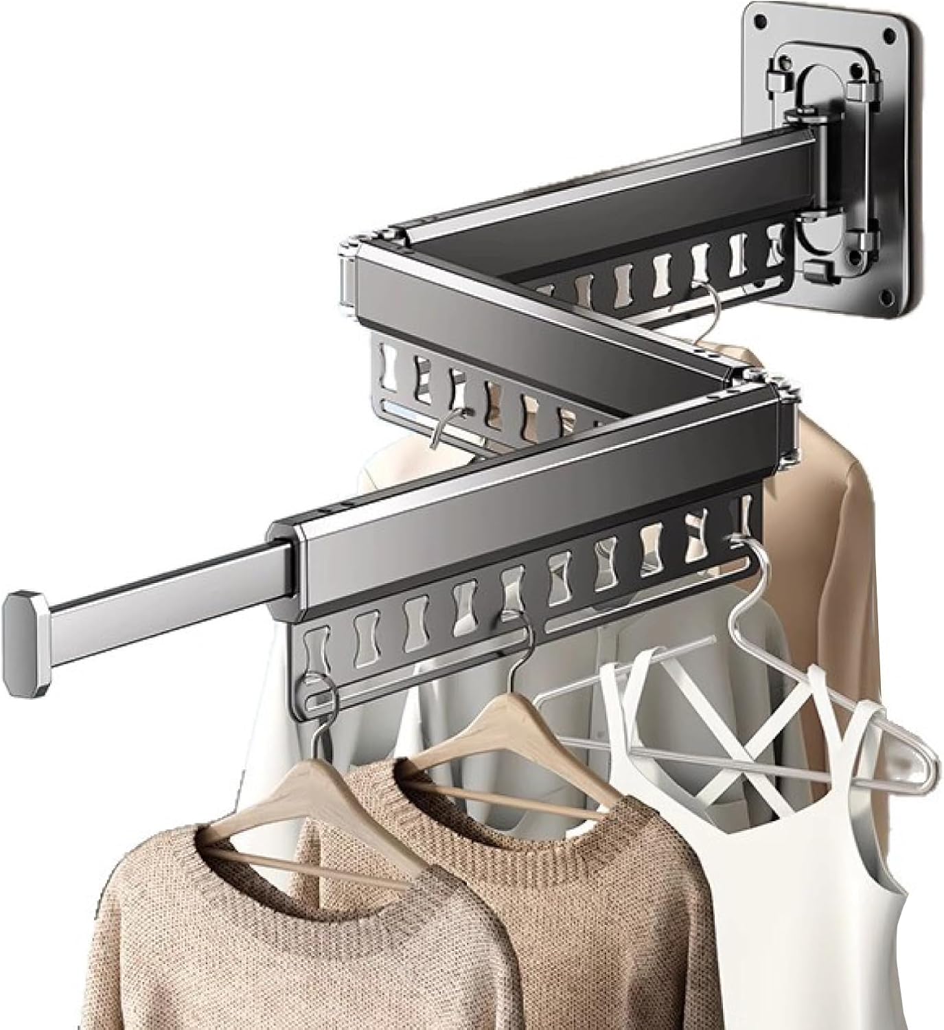 Séchoir à linge mural rétractable à 3 niveaux, avec trous coupe-vent et ...