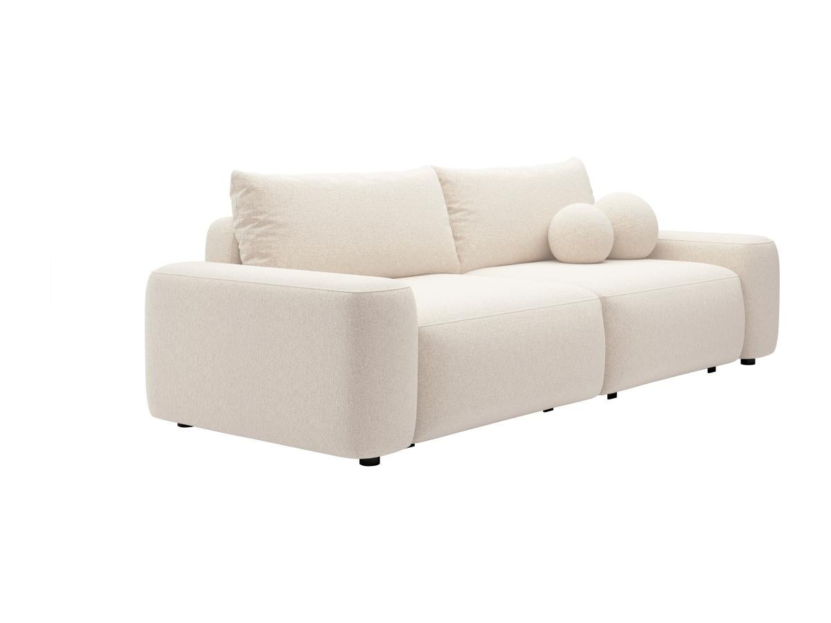 Sofá cama de 4 plazas de tela texturizada crema DAVISO | Leroy Merlin