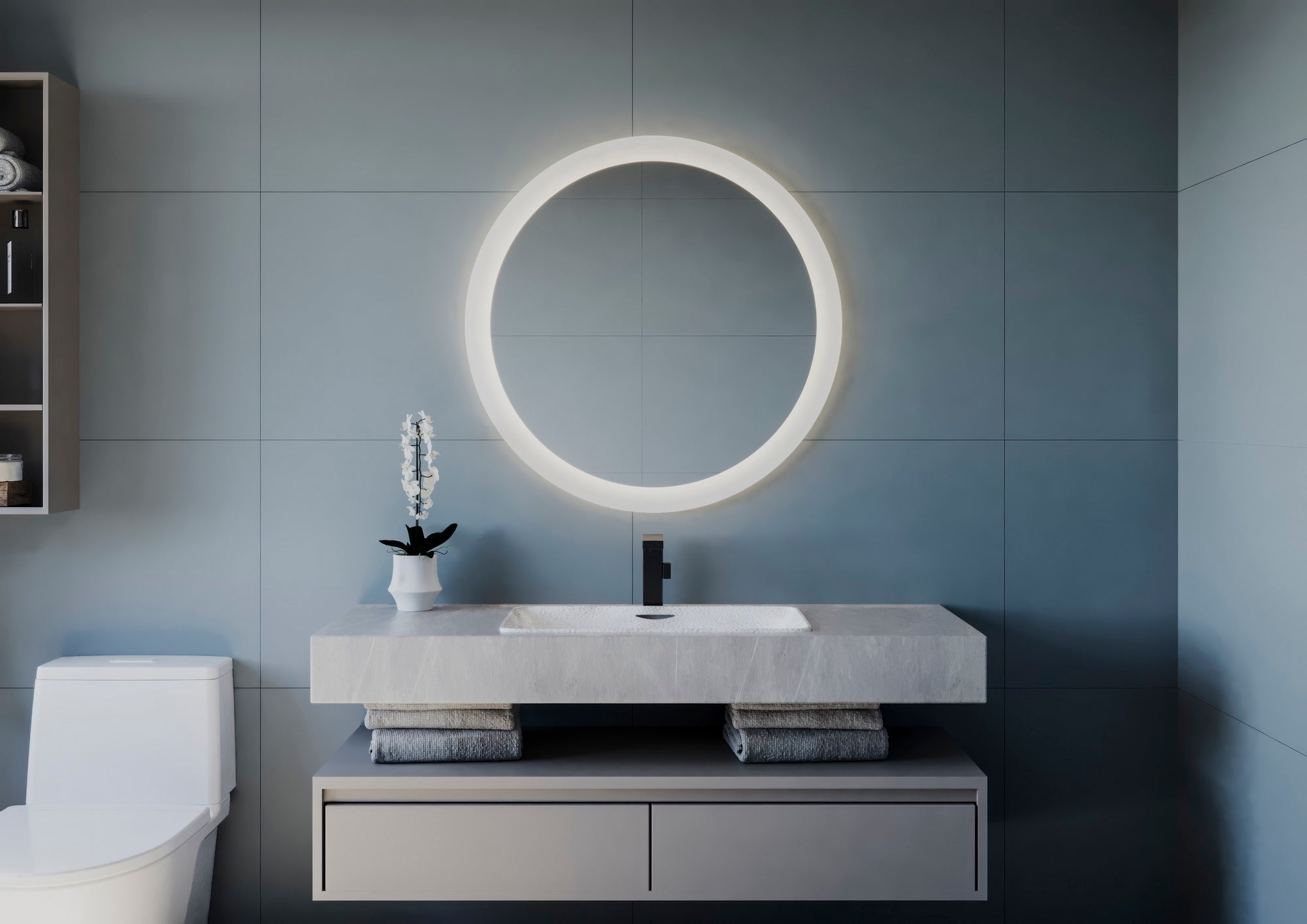 Espejo de Baño LED Redondo 70 cm Transparente | Modelo Willow | Luz ...