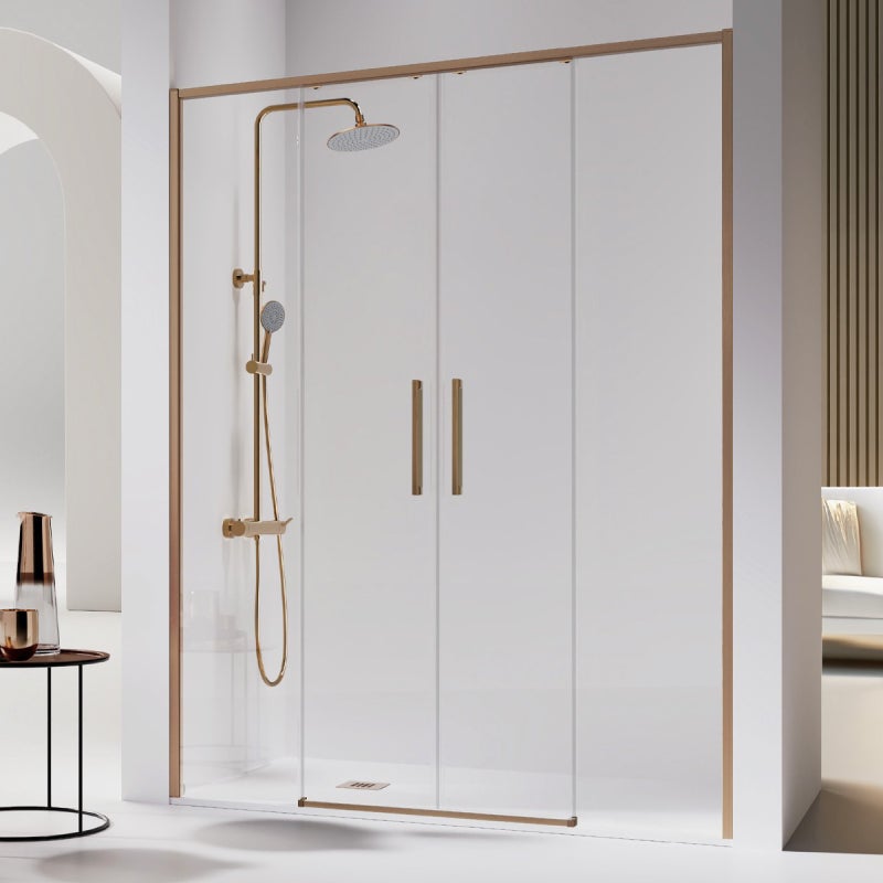 Paroi de douche frontale DELTA - Bronze brossé - 146-148,6 cm - 2 ...