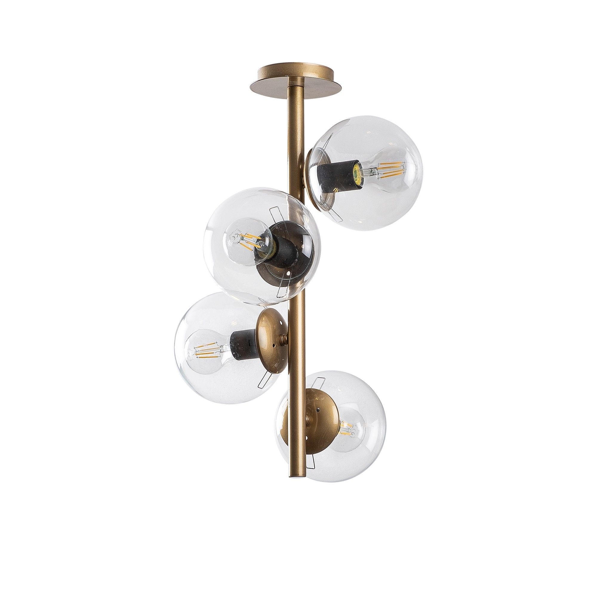 Suspension tige verticale 4 lampes globes Kasmir Verre Transparent et ...