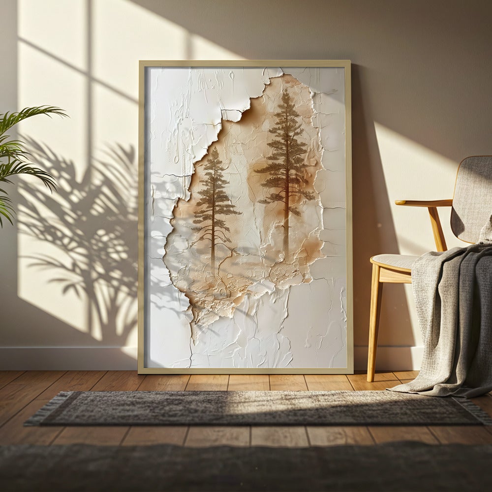 DekoArte – Tableau blanc style Japandi 70x100 cm | Cadre bois naturel ...