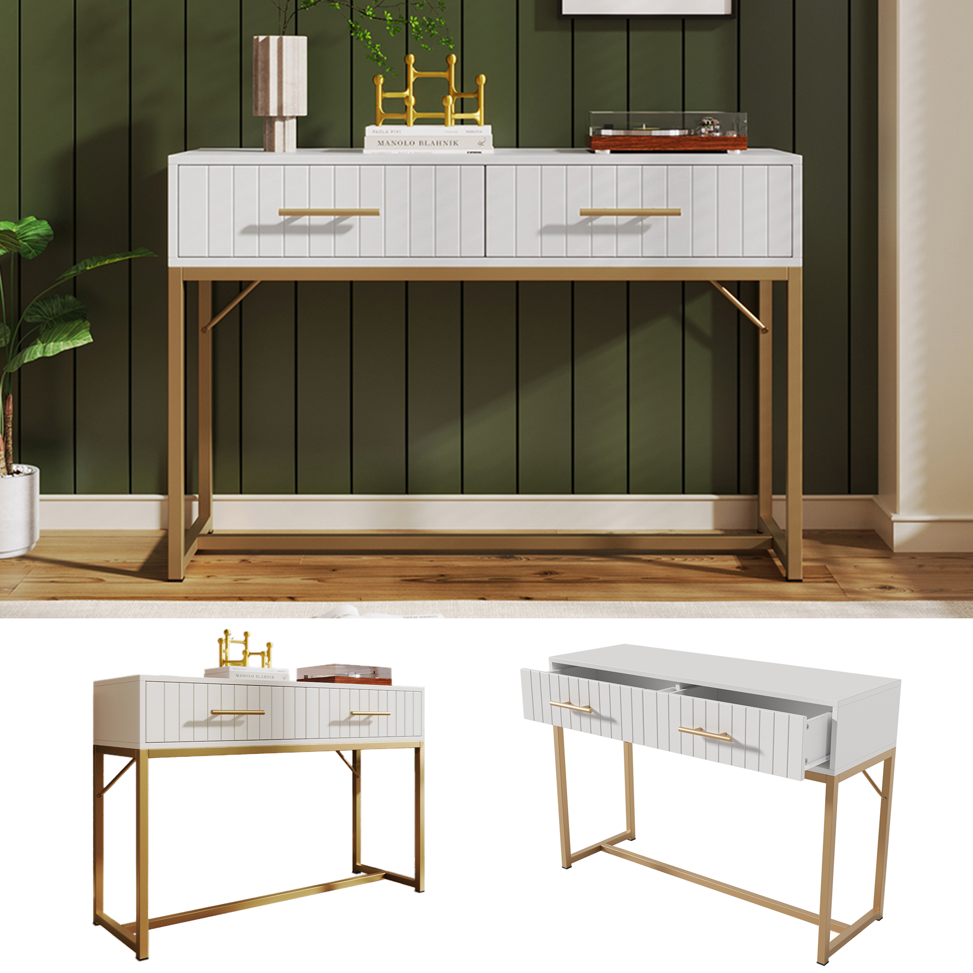 Tocador Moderno con 2 Cajones, 75 cm, Cómoda para Dormitorio, Mueble ...