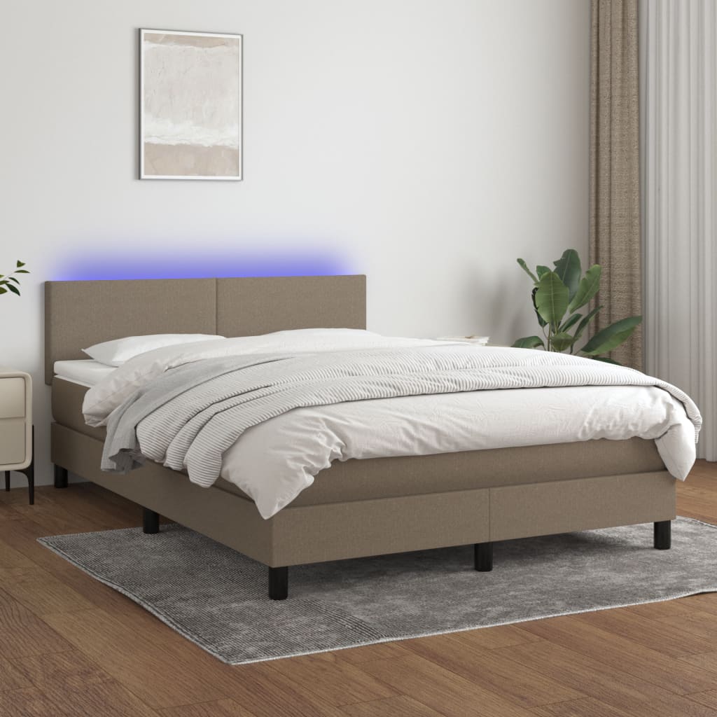 Sommier à lattes de lit avec matelas LED Taupe 140x190 cm Tissu vidaXL ...