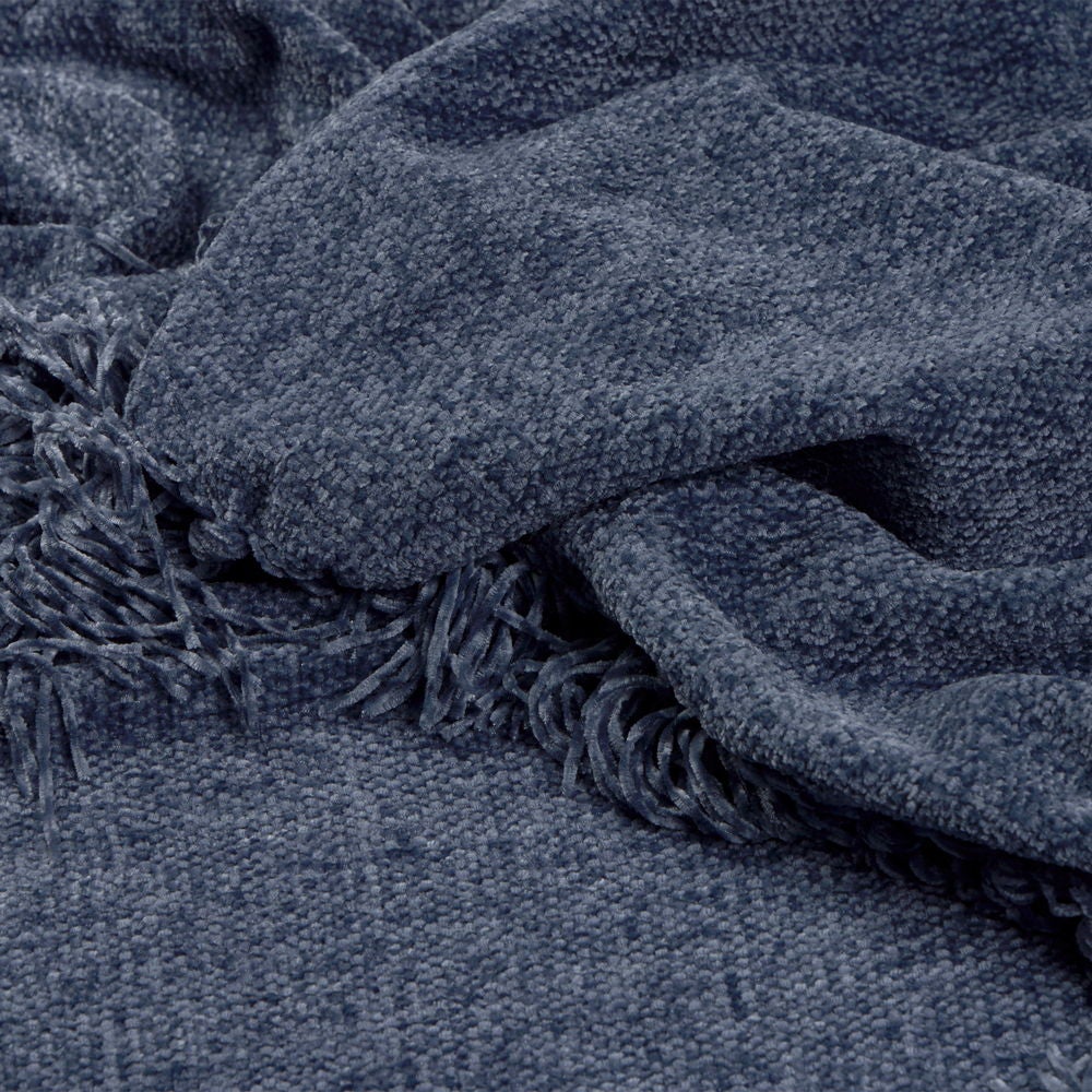 Manta de chenilla con flecos Chenpla color azul. (120x180 cm) | Leroy Merlin