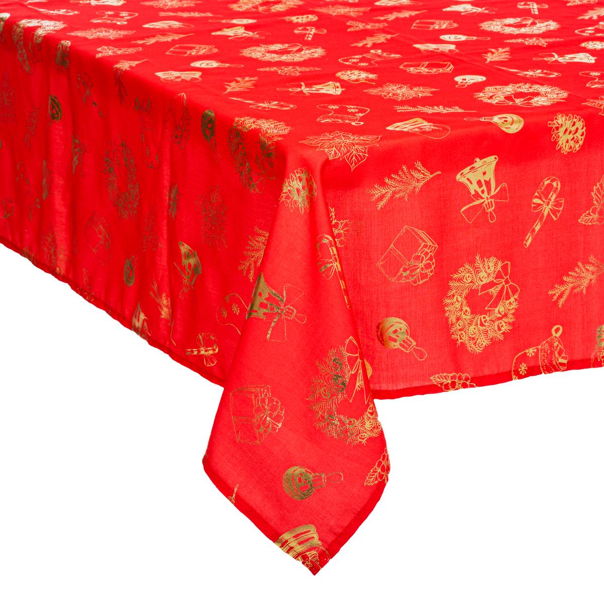 Nappe imprimée 140x240cm rouge et or - Feeric lights & christmas ...