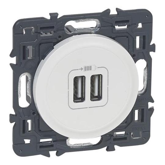 Chargeur USB double type A Céliane - 2,4 A / 12 W - Blanc - Complet ...