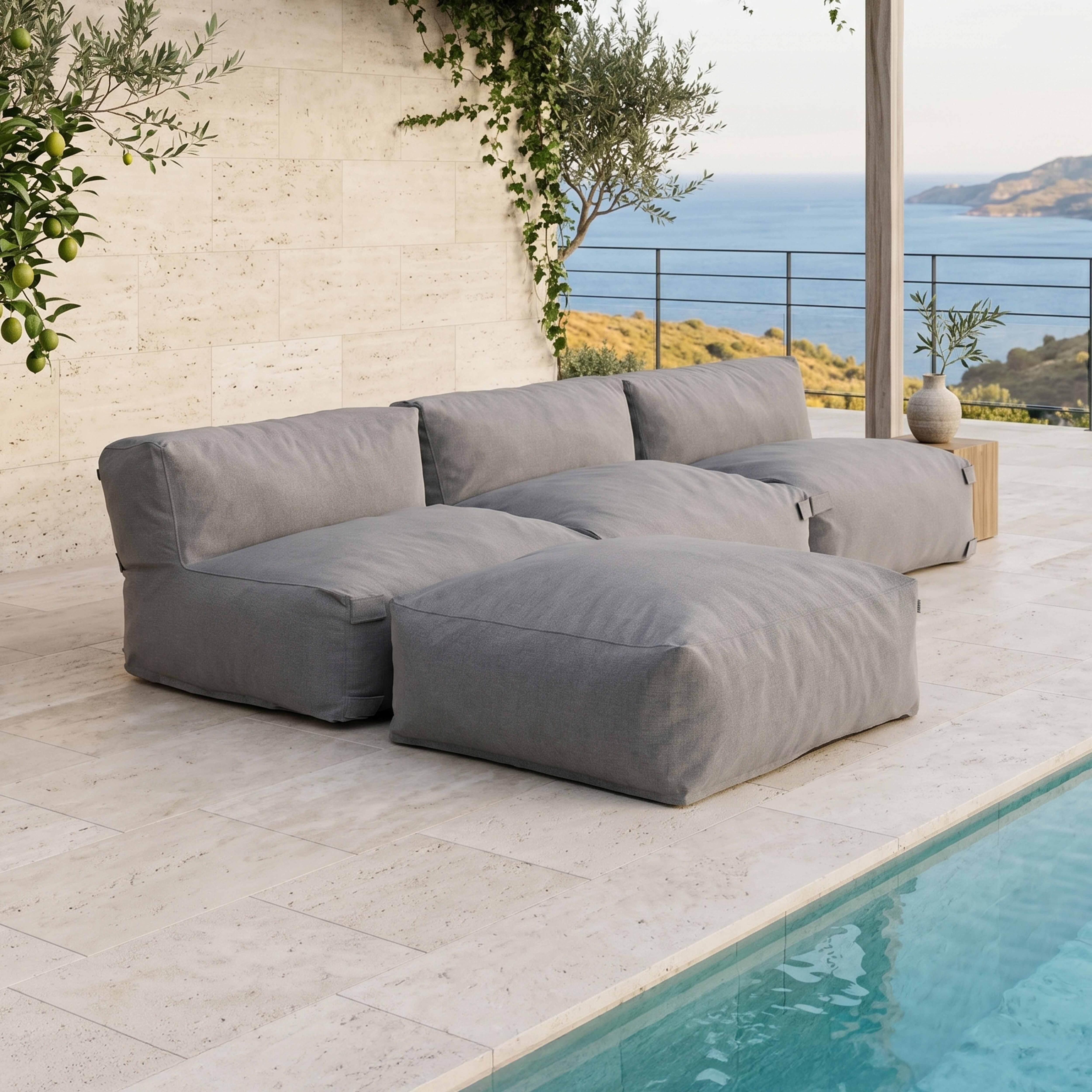 Canapé de jardin modulable 4 places gris, Mixi - Oviala | Leroy Merlin