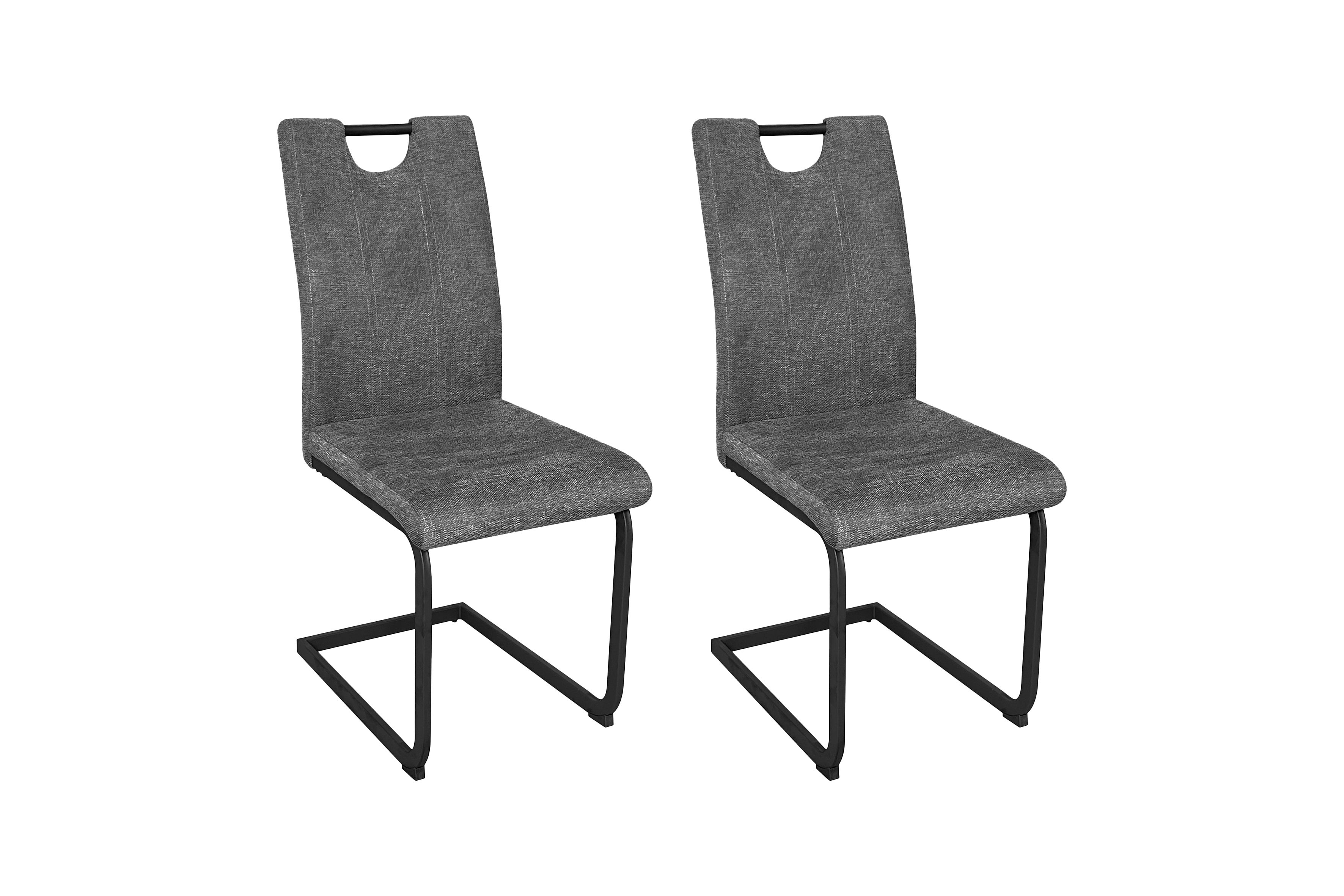 ByLIVING Chaise de salle à manger BANFF (lot de 2) / Tissu anthracite ...