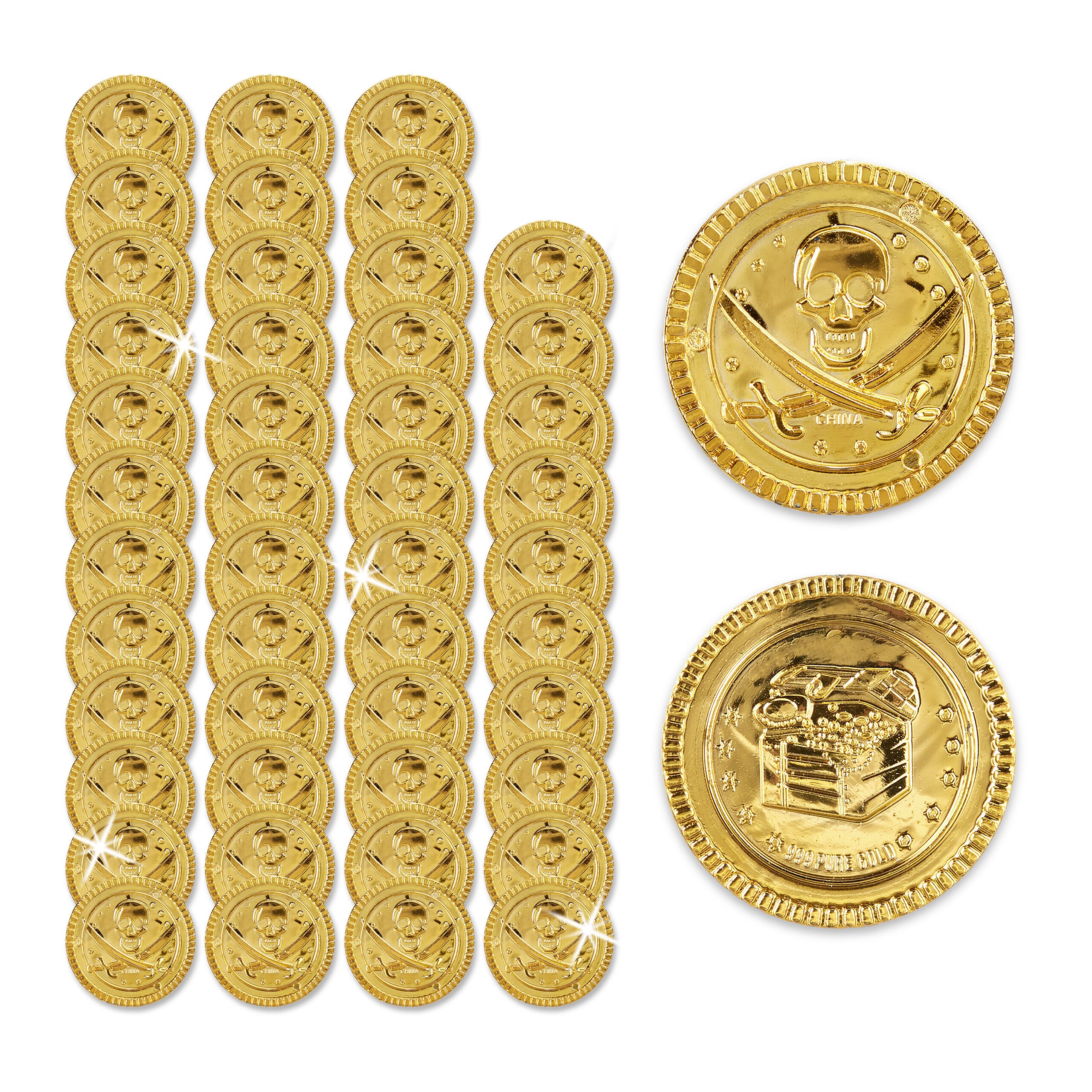 Relaxdays Pack 48 Monedas de Oro Pirata, Doblones Cofre Tesoro ...