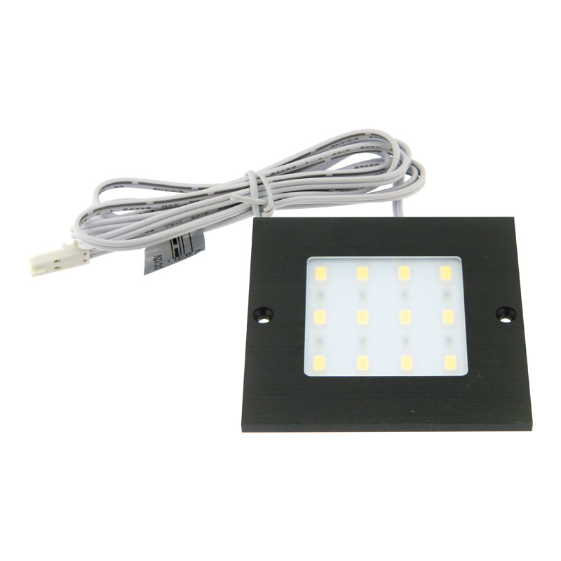 Spot led carré 12v - Décor : Noir mat - Dimension : 80 x 80 mm ...