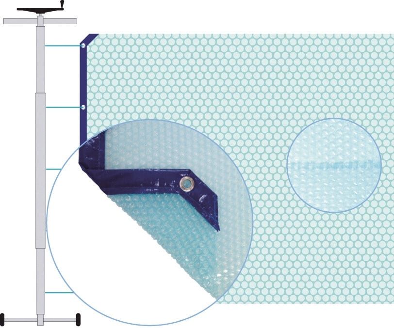 Manta Térmica OXO Cristal 400 Micras y Enrollador Piscina Calentamiento ...