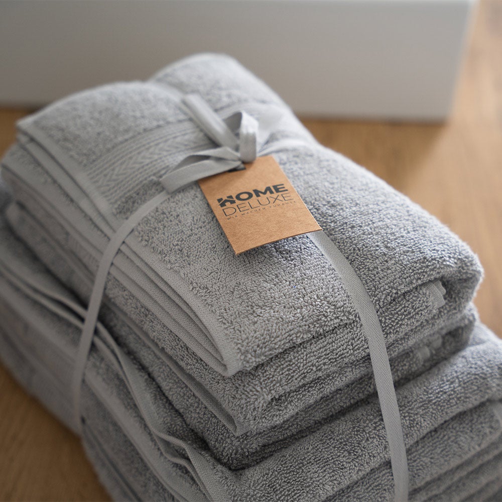 Home Deluxe - Set de serviettes - 6 pcs. CUDDLE - Gris clair- Matière ...