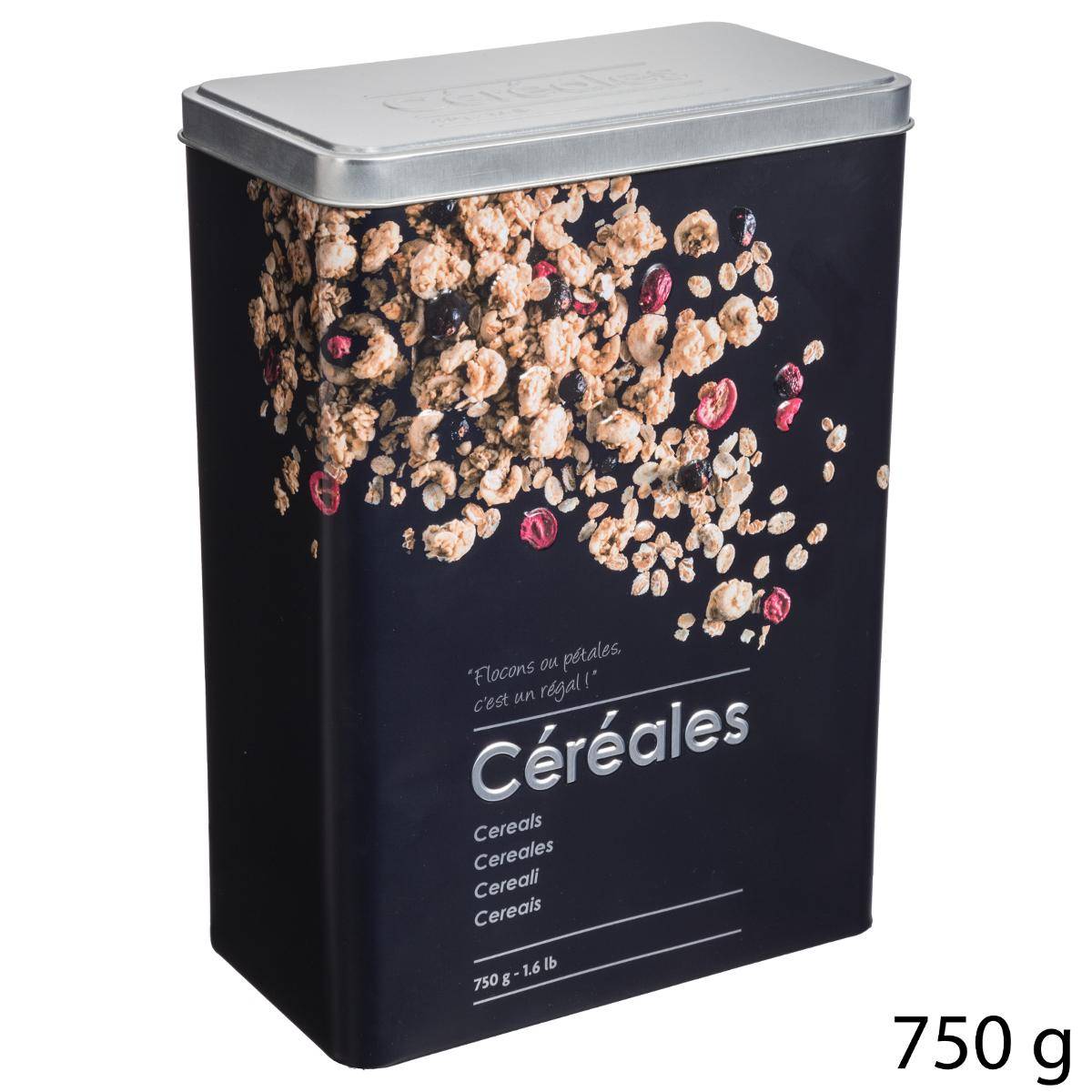 Boîte à céréales 750g métal "black edition" noir - 5five | Leroy Merlin