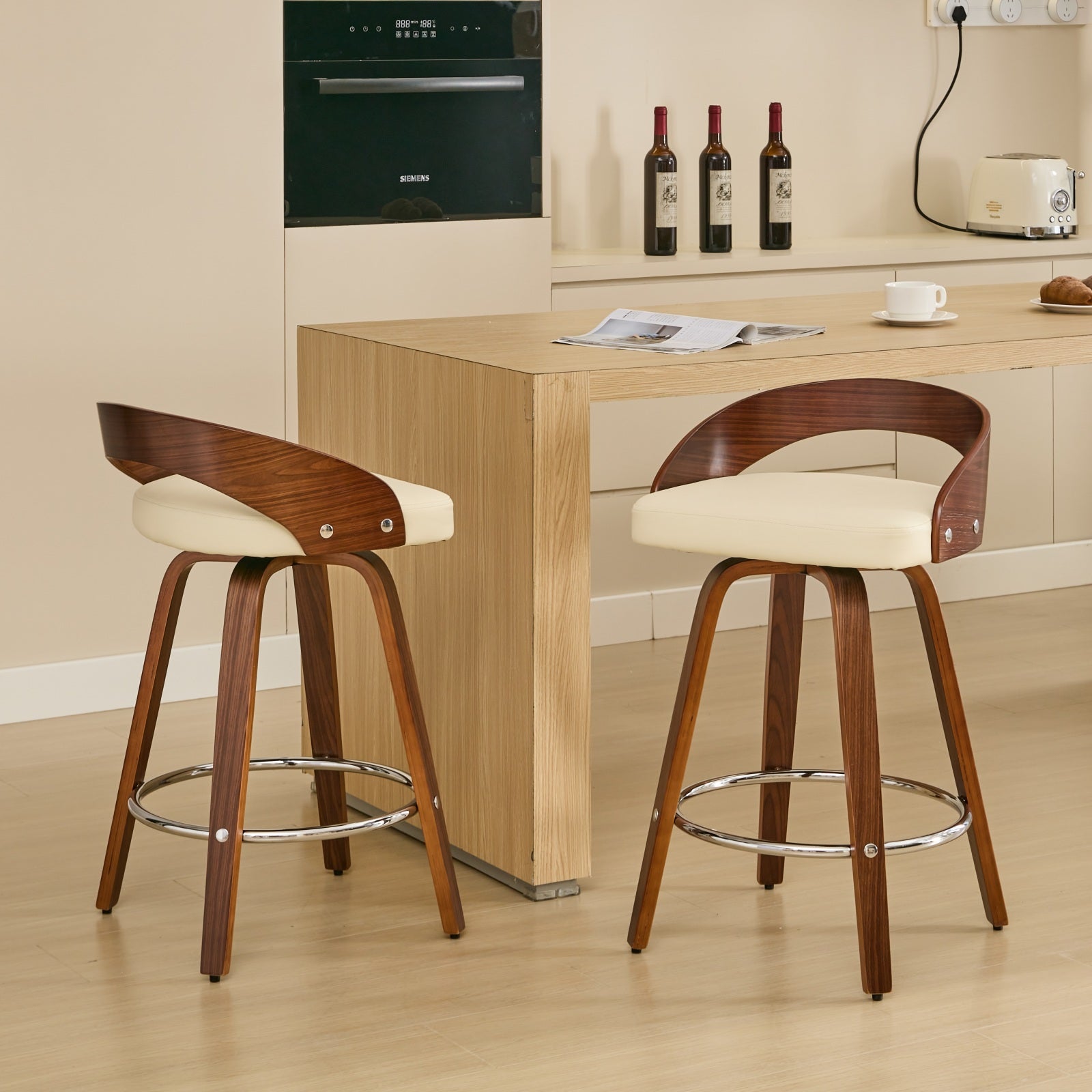 Lot de 4 chaise de bar Pivotants Hauteur Standard 63 cm, Dossier Bas en ...