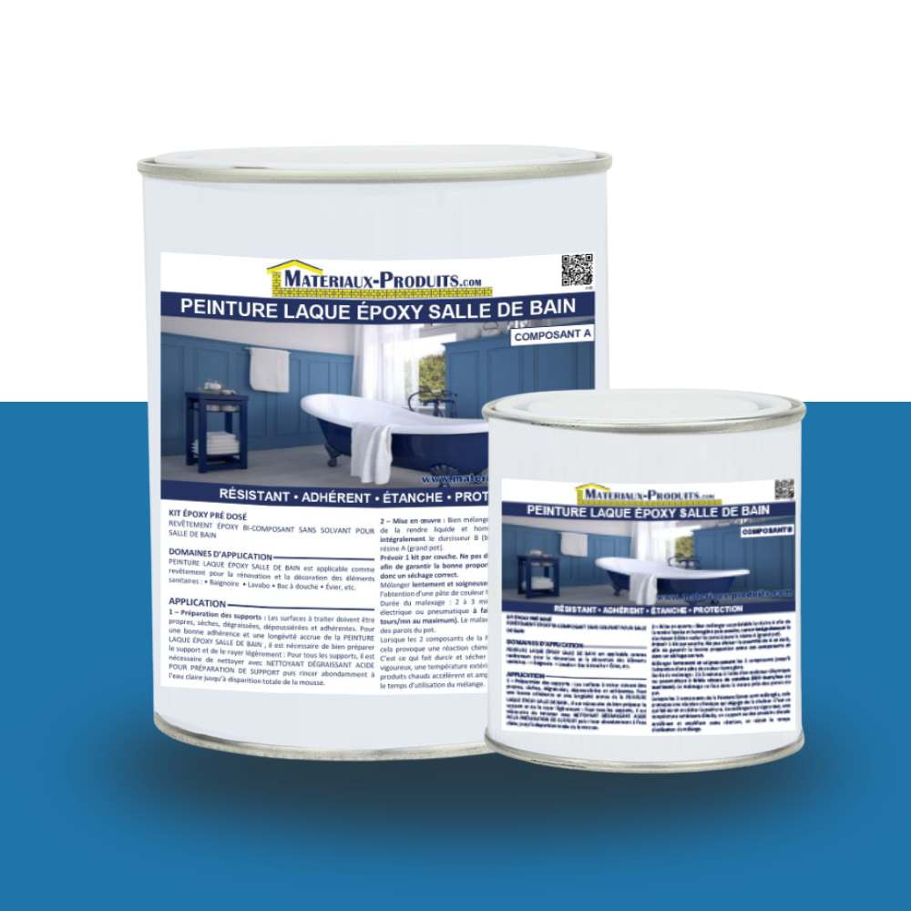 Peinture laque époxy salle de bain Kit de 1 Kg Bleu France RAL 5012 ...