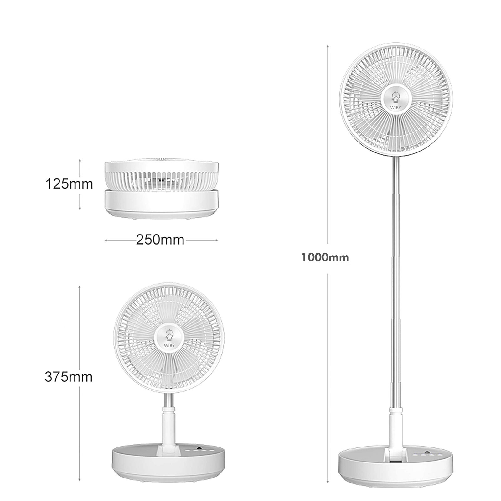 Ventilateur pliable sans fil rechargeable par USB batterie interne bras ...