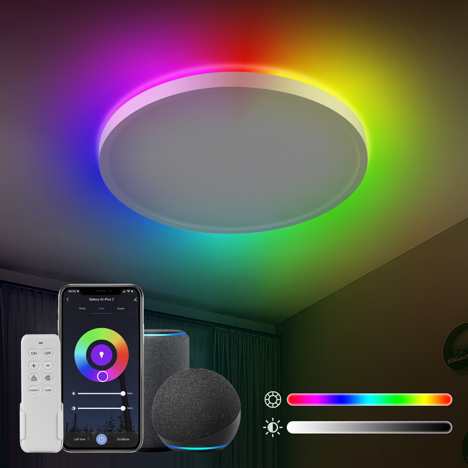 Anten Smart Plafón LED 24W(Ø 30cm) | Retroiluminación RGB | Temperatura ...