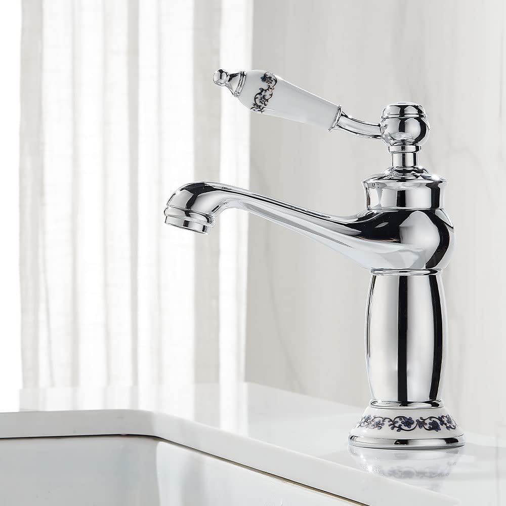 Grifo retro para baño de estilo victoriano en latón cromado, mezclador ...