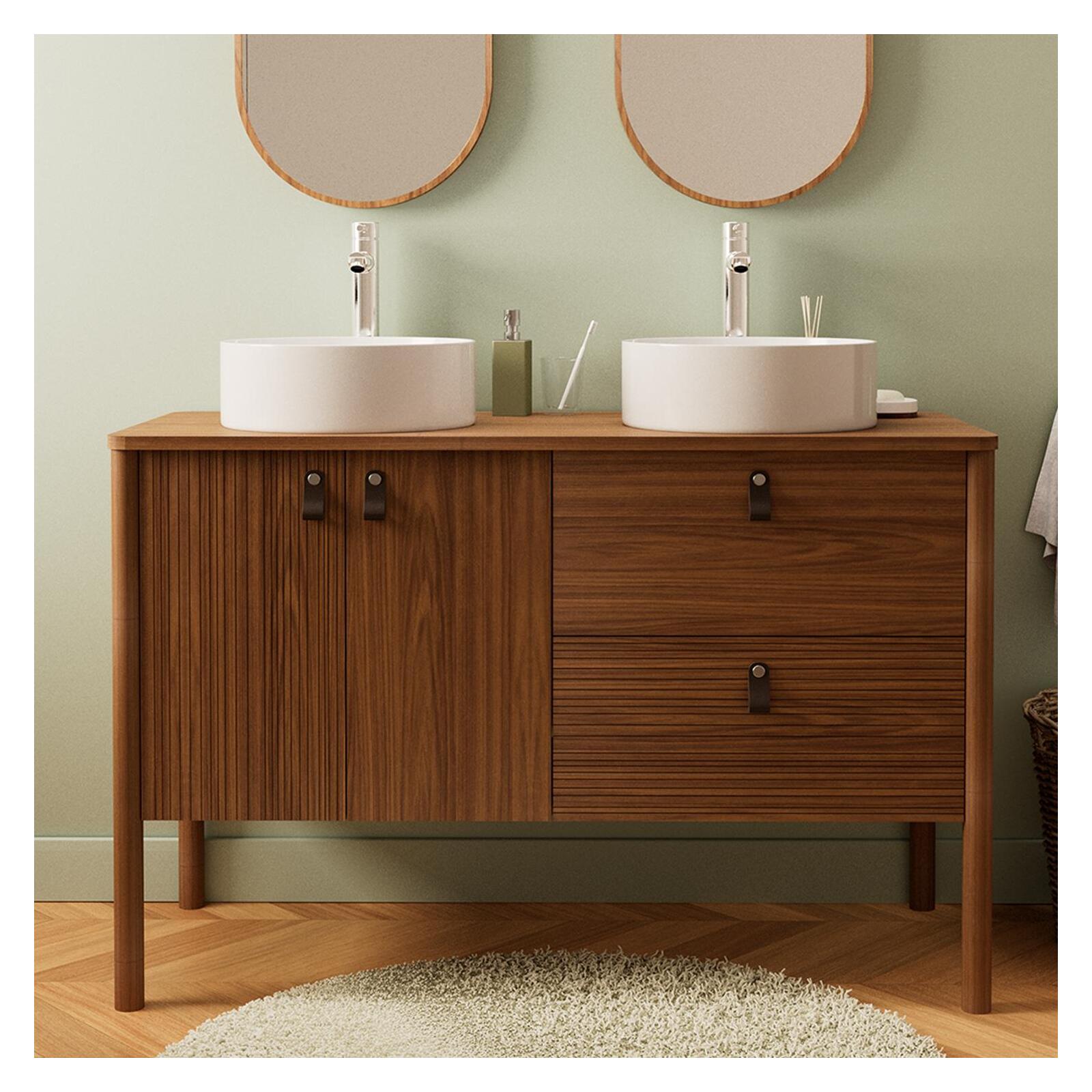 Ensemble meuble double vasque JOY 120 cm + vasques | Leroy Merlin