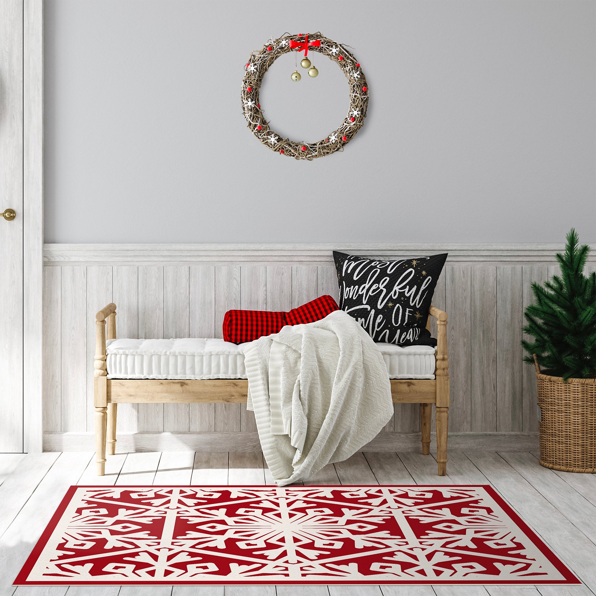 Tapis/ Motifs flocons / 61x91 cm - RECTANGLE/ Créé et fabriqué en ...