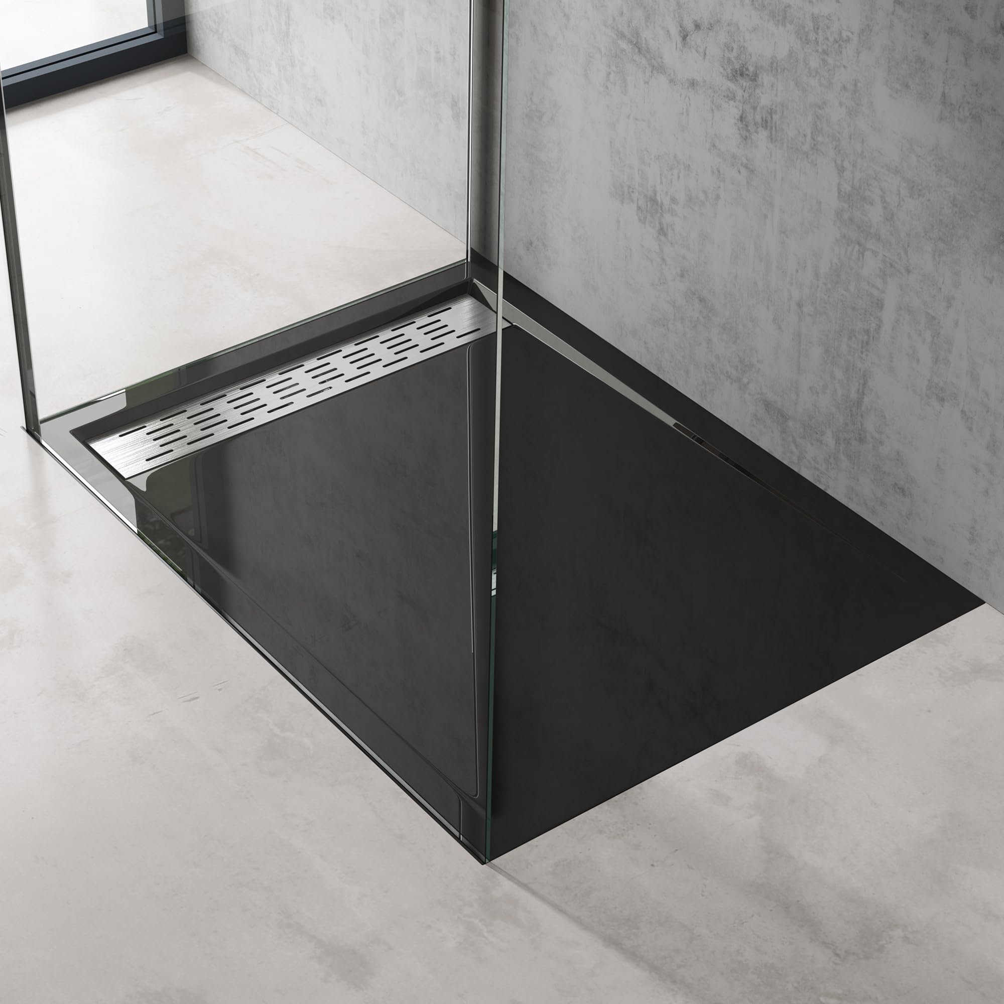 Doporro Receveur de Douche Noir Bac à Douche Extra Plat Rectangulaire ...
