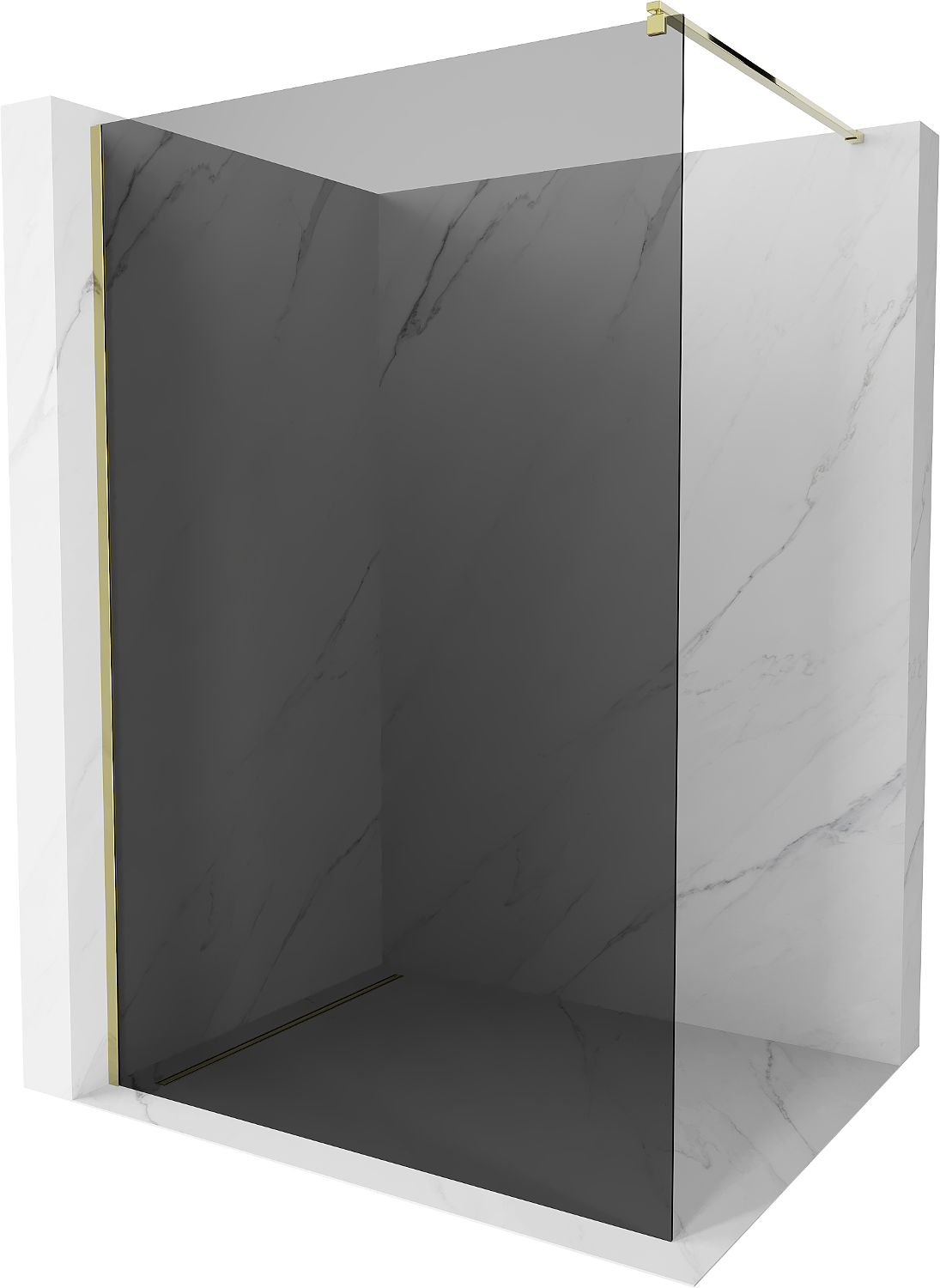 Mexen Kioto ścianka prysznicowa Walk-in 80 x 200 cm, grafit 8 mm, złota ...