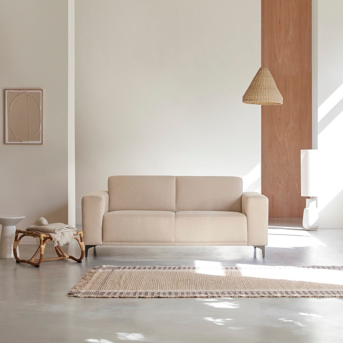 Tikamoon Canapé en tissu écru, 2-3 places Lars | Leroy Merlin