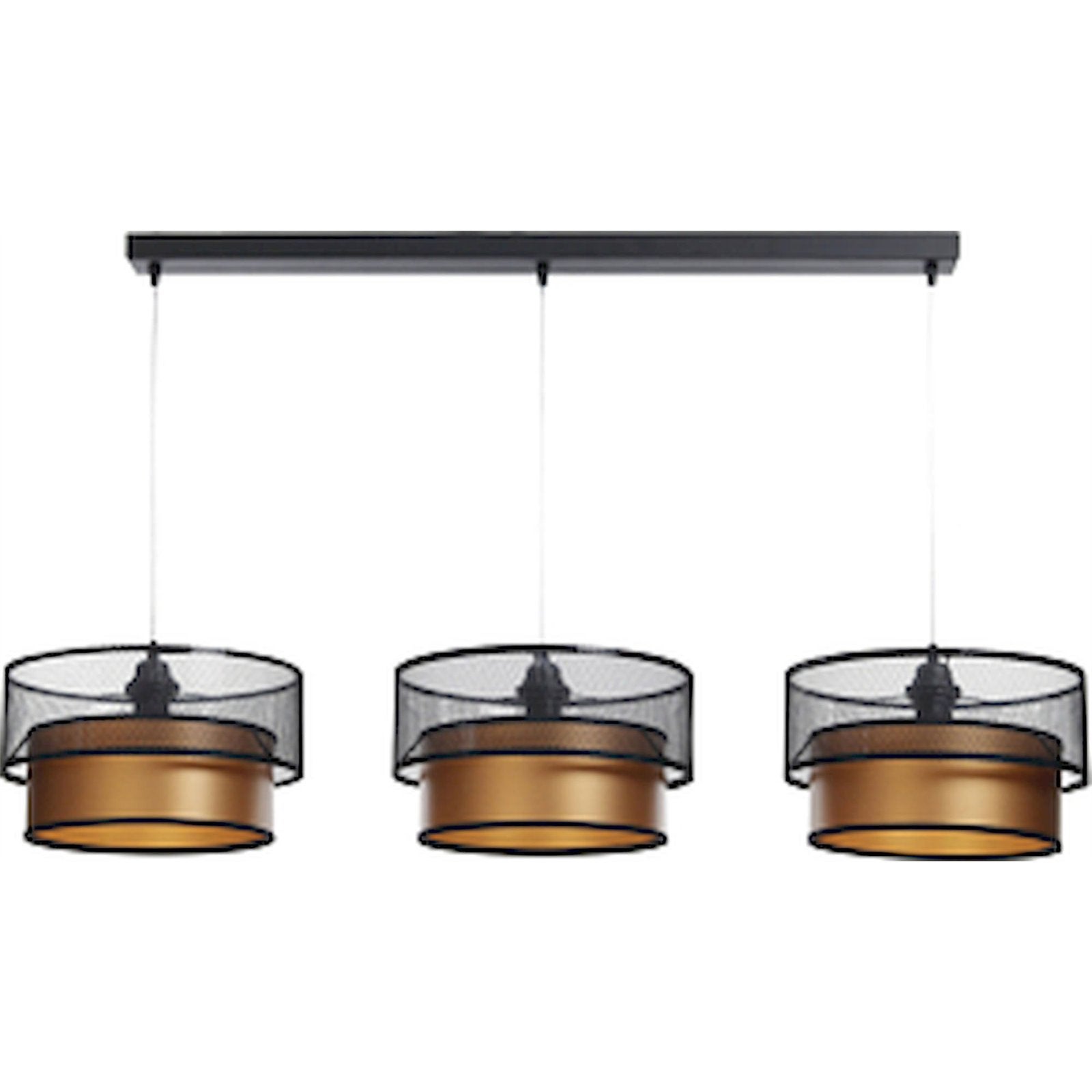 Suspension élégante lumière cuivre effet satiné et filet noir 114 x 30 ...