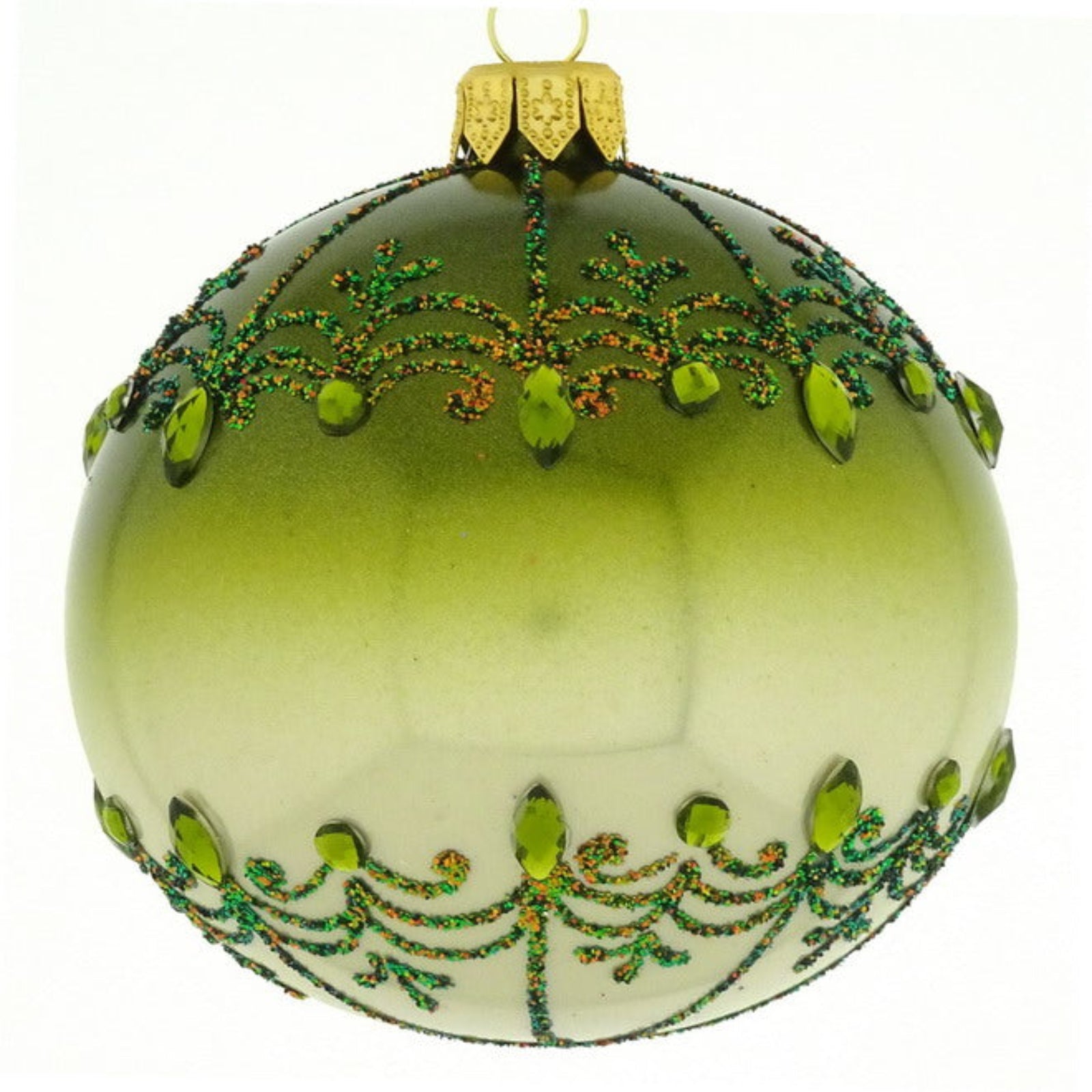 Boule de Noël en verre dégradé vert de 10 cm avec paillettes | Leroy Merlin