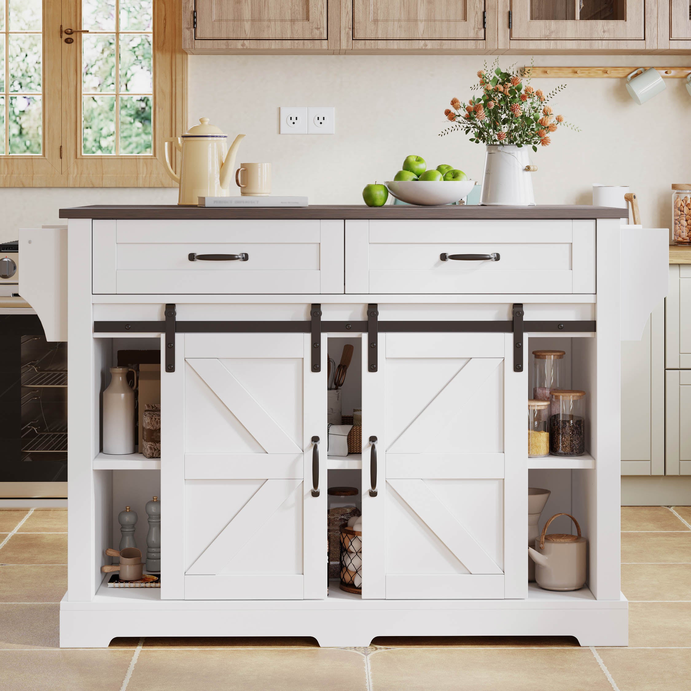 Isla central de cocina - encimera extensible - con toallero - con 2 ...