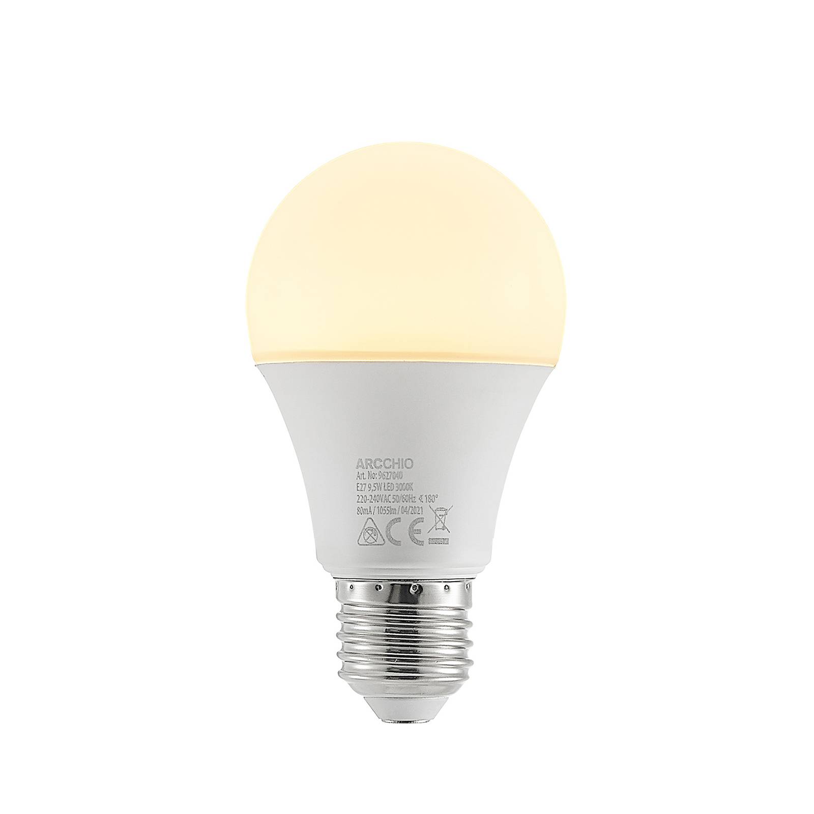Arcchio lampe LED E27 A60 9,5W opal 3.000K 1055lm, Ampoule lampes LED ...