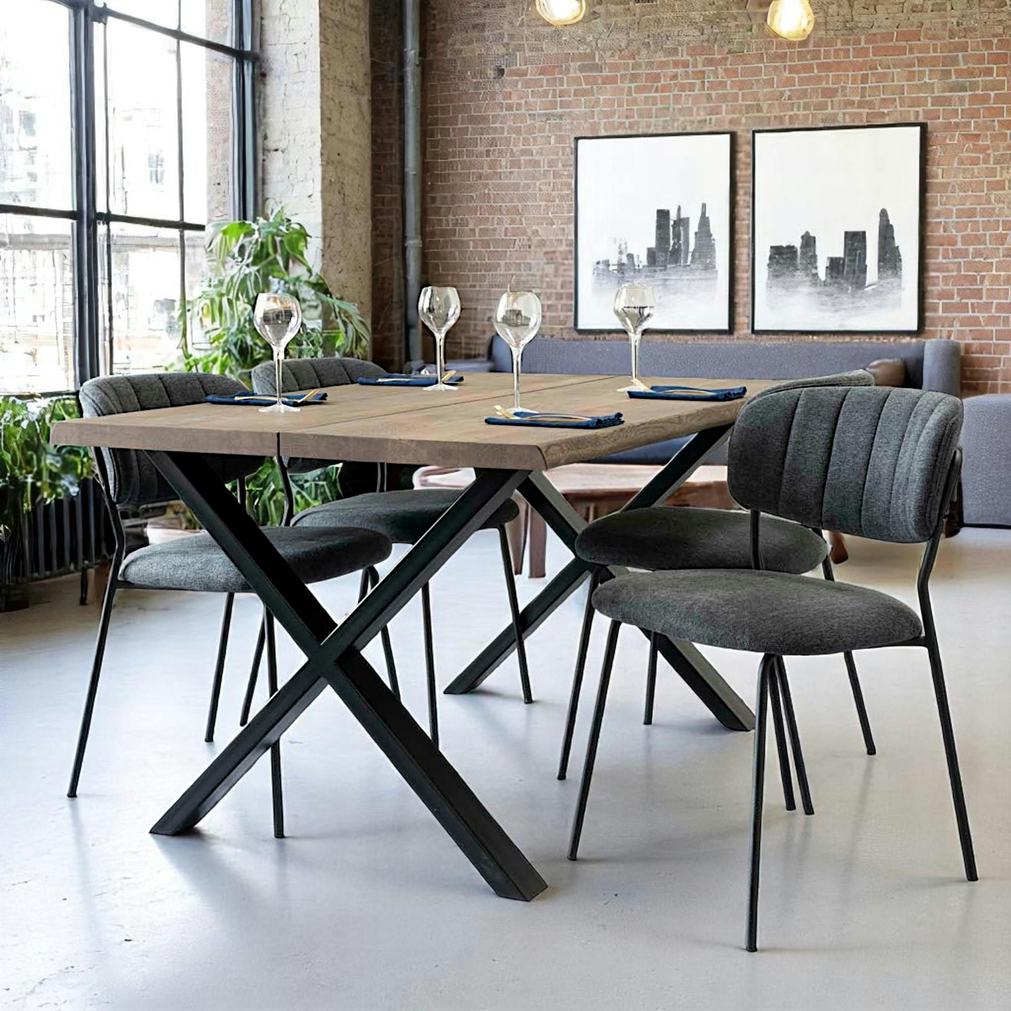 Table à rallonge en bois de chêne fumé avec bordures naturelles 140 cm ...