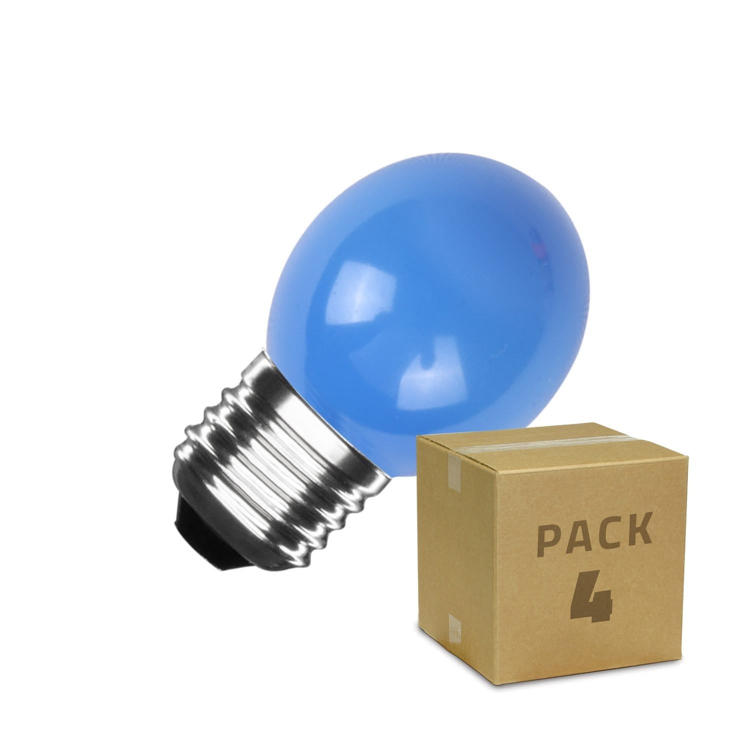 Pack 4 Bombillas LED E27 3W 300 lm G45 Azul, Azul | Leroy Merlin