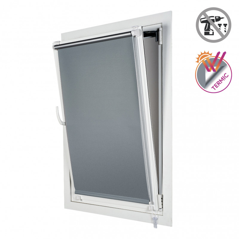 Store Enrouleur Occultant sans perçage EasyFix Argent 120 x 180 cm ...