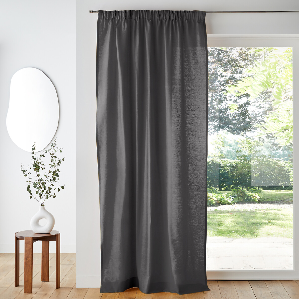 Rideau pur coton galon fronceur, Scenario - Gris foncé - 220 x 135 cm ...